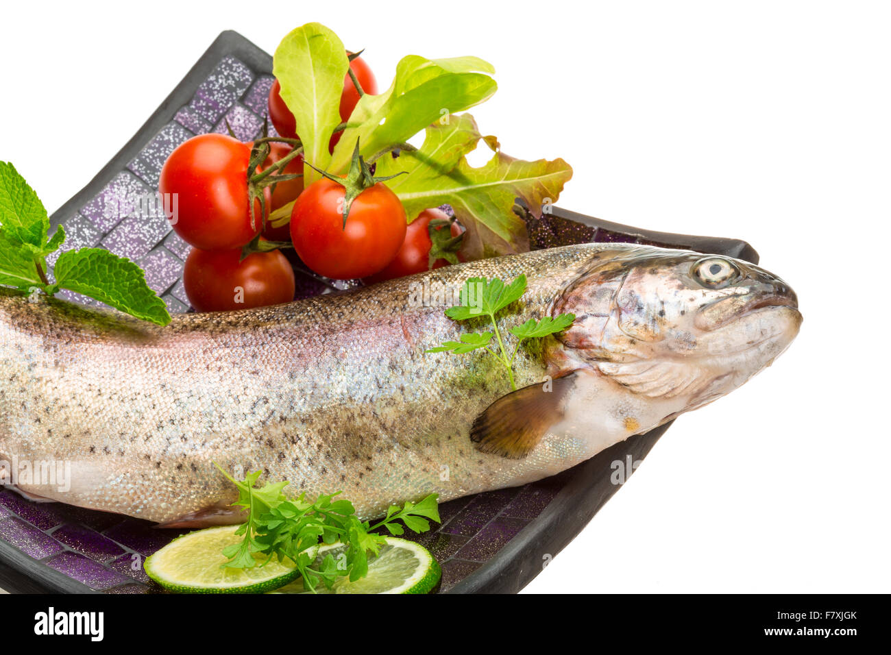 Fresh raw rainbow trout Stock Photo - Alamy