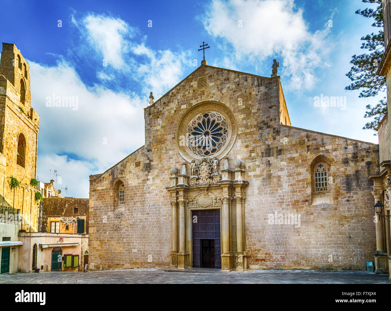 The medieval Cathedral in the historic center of Otranto, coastal town ...
