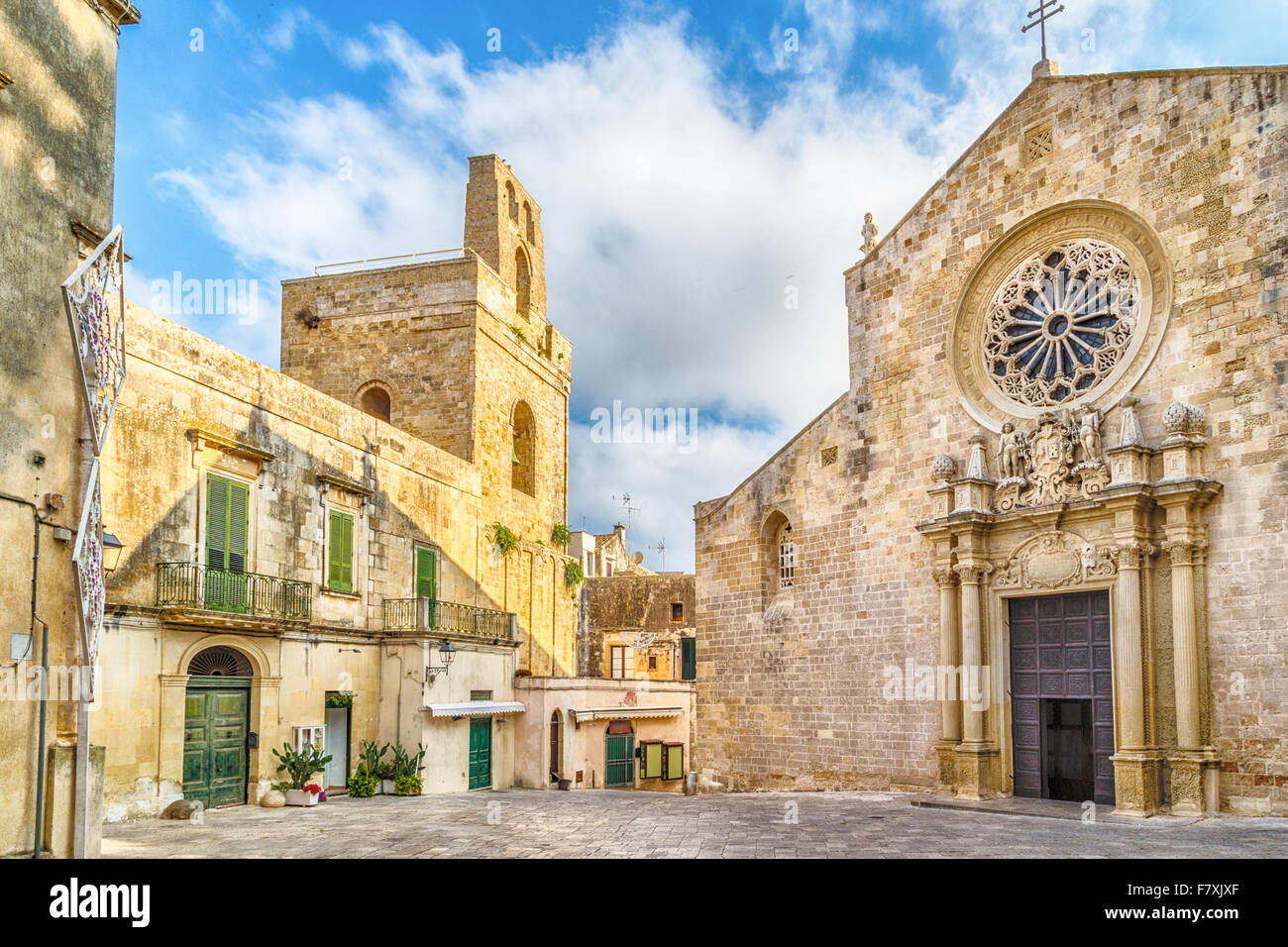 The medieval Cathedral in the historic center of Otranto, coastal town ...