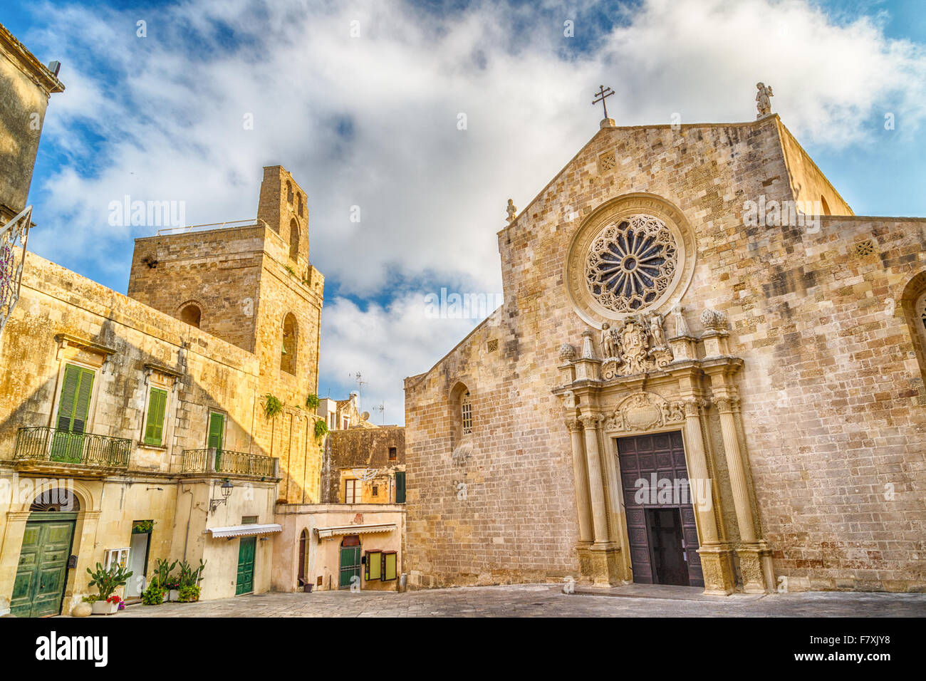 The medieval Cathedral in the historic center of Otranto, coastal town ...