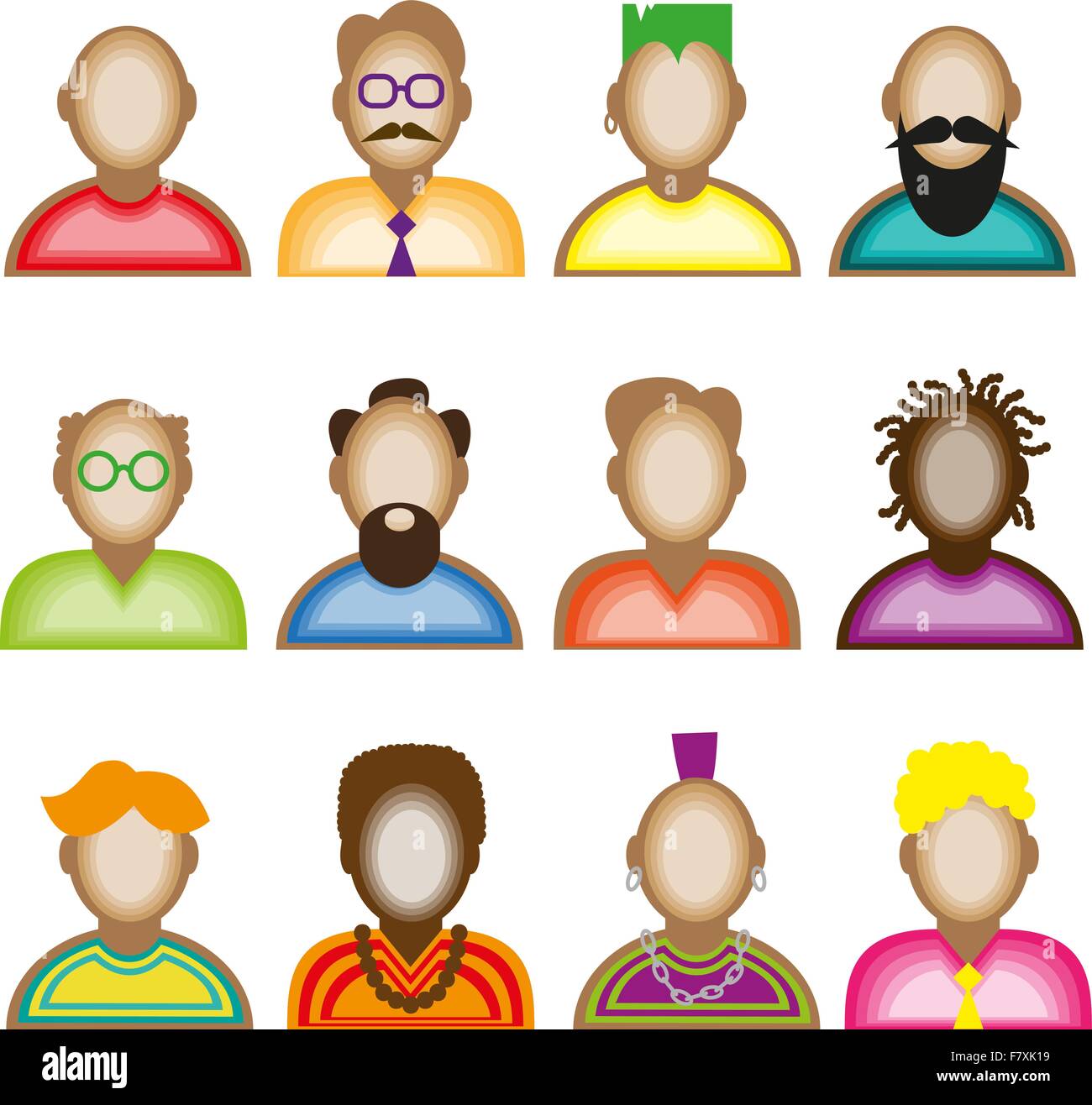 Creative modern icons avatars with male persons. Vector illustration ...