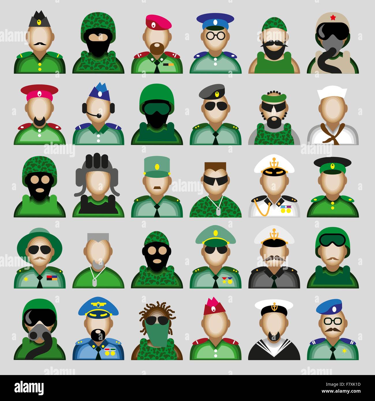 Original creative vector avatars of men of military professions Stock ...