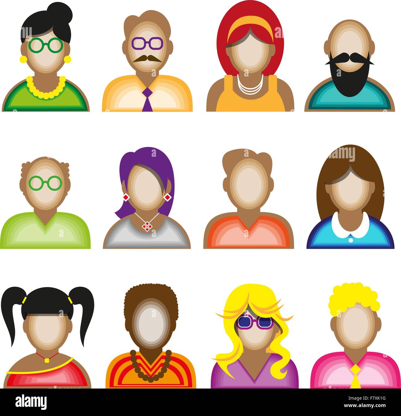 Creative modern icons avatars with men and women persons..Vector ...