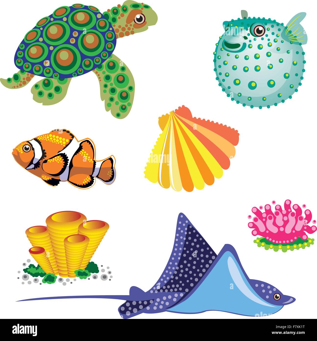 Stingray with seaweed Stock Vector Images - Alamy