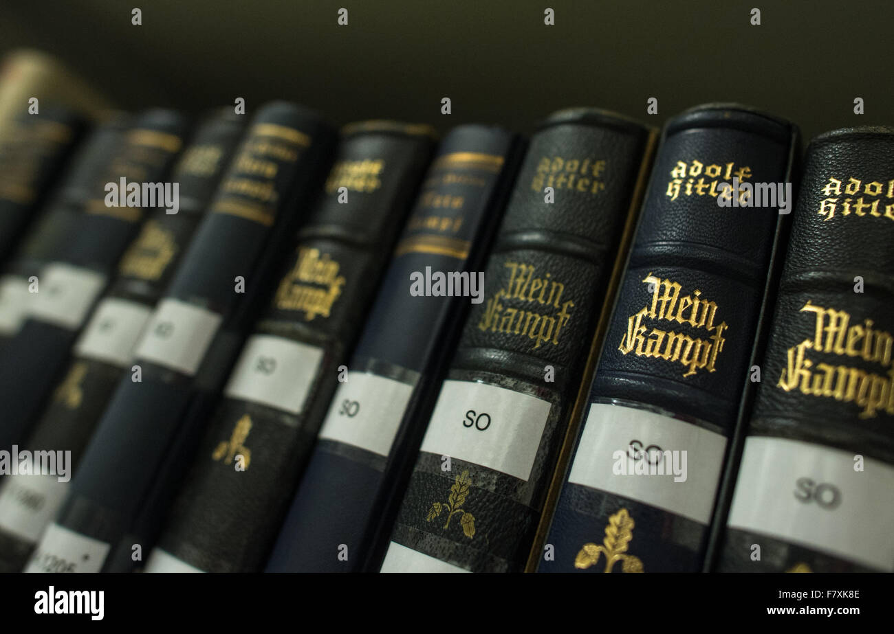 Munich, Germany. 3rd Dec, 2015. Several copies of Adolf Hitler's "Mein ...
