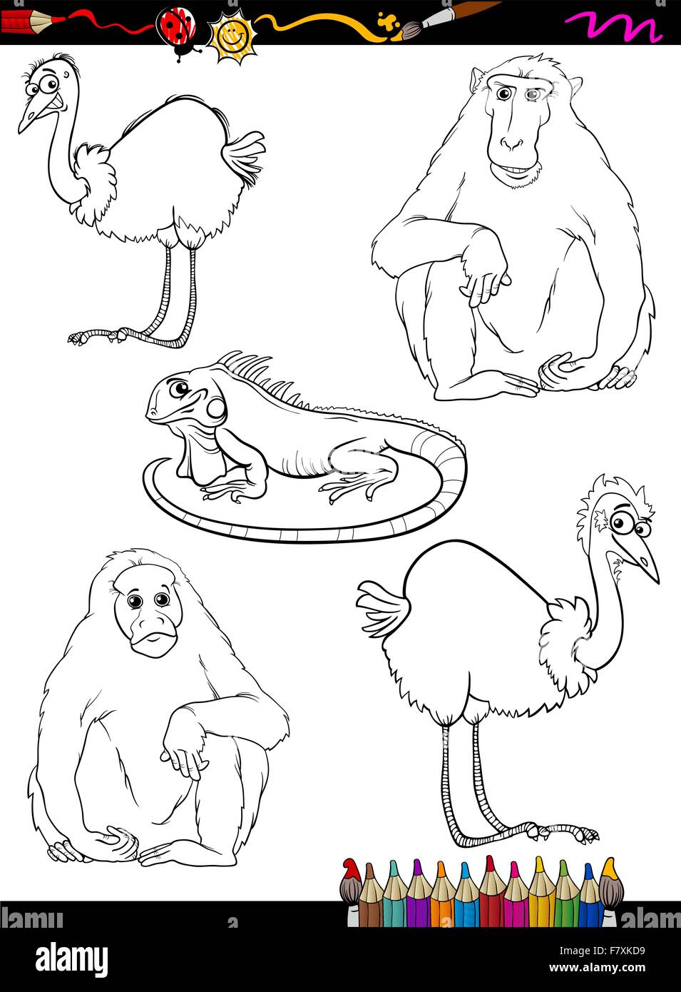 wild animals cartoon coloring book Stock Vector Image & Art - Alamy