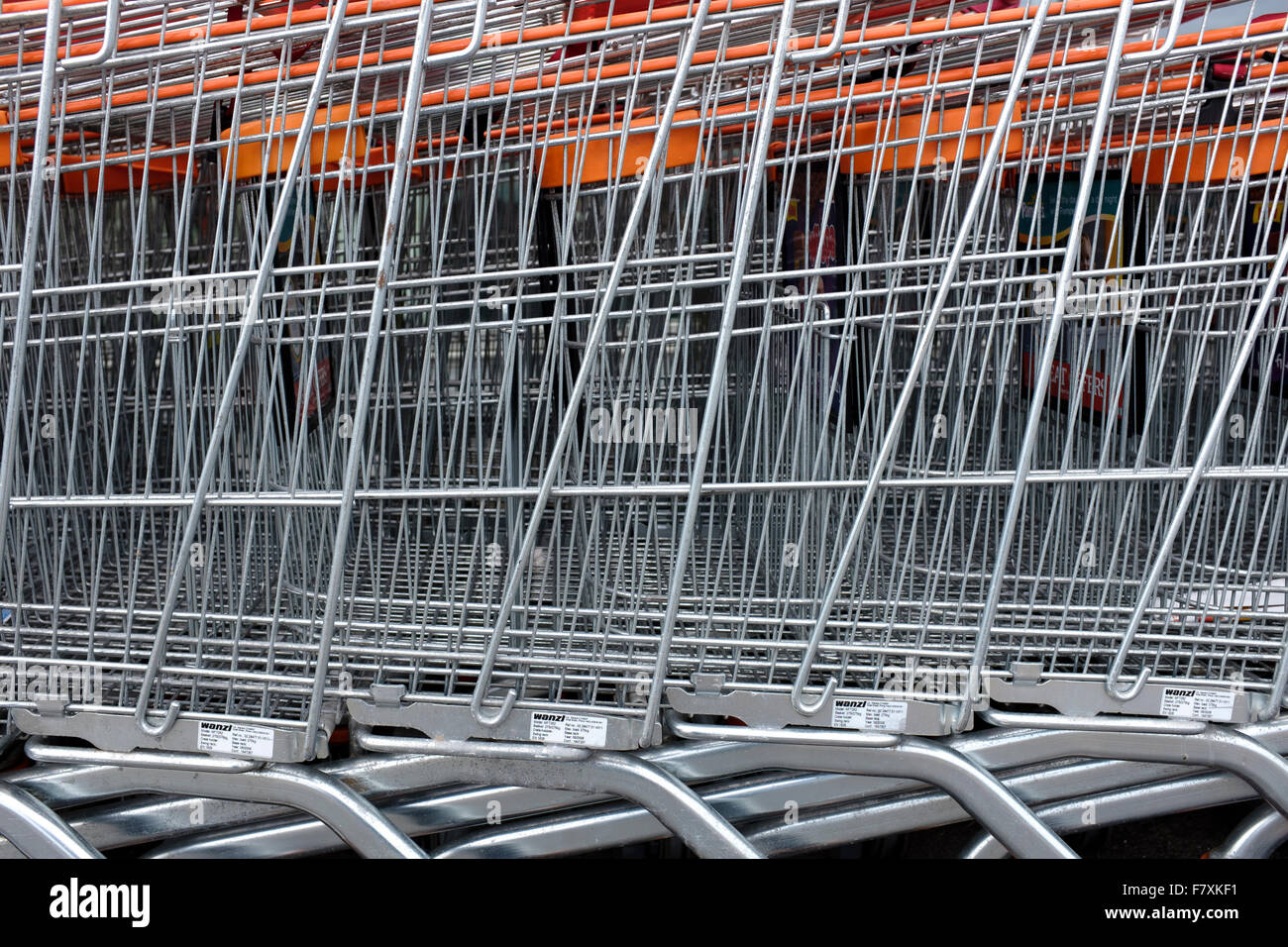 Shopping trolleys stacked together Stock Photo - Alamy