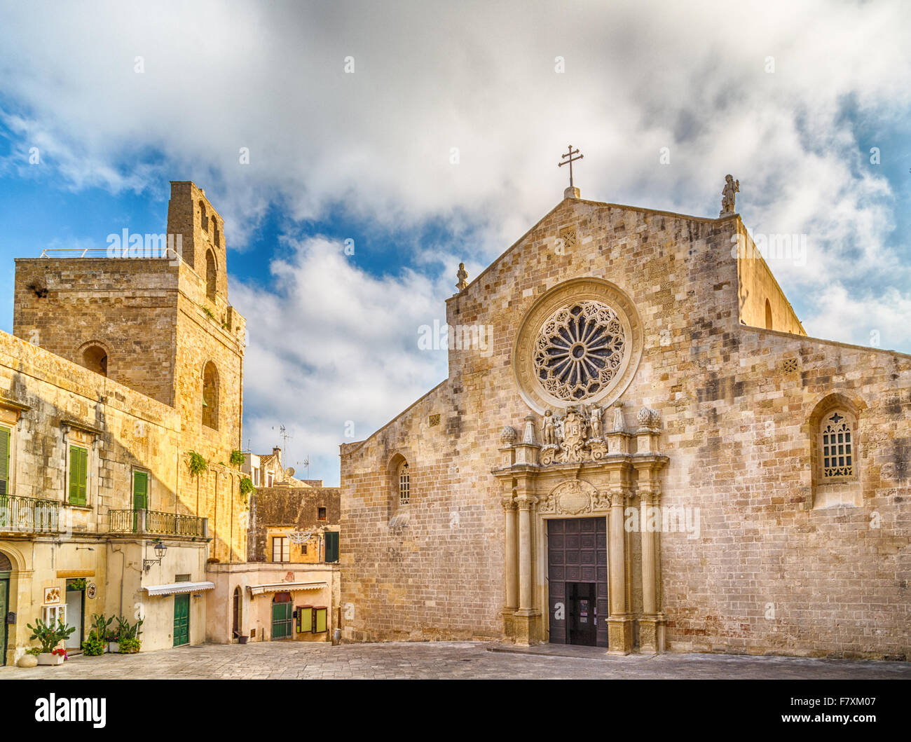 The medieval Cathedral in the historic center of Otranto, coastal town ...