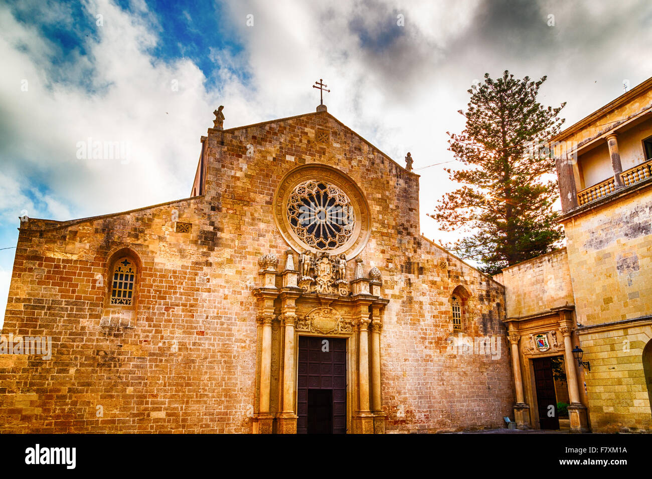 The medieval Cathedral in the historic center of Otranto, coastal town ...