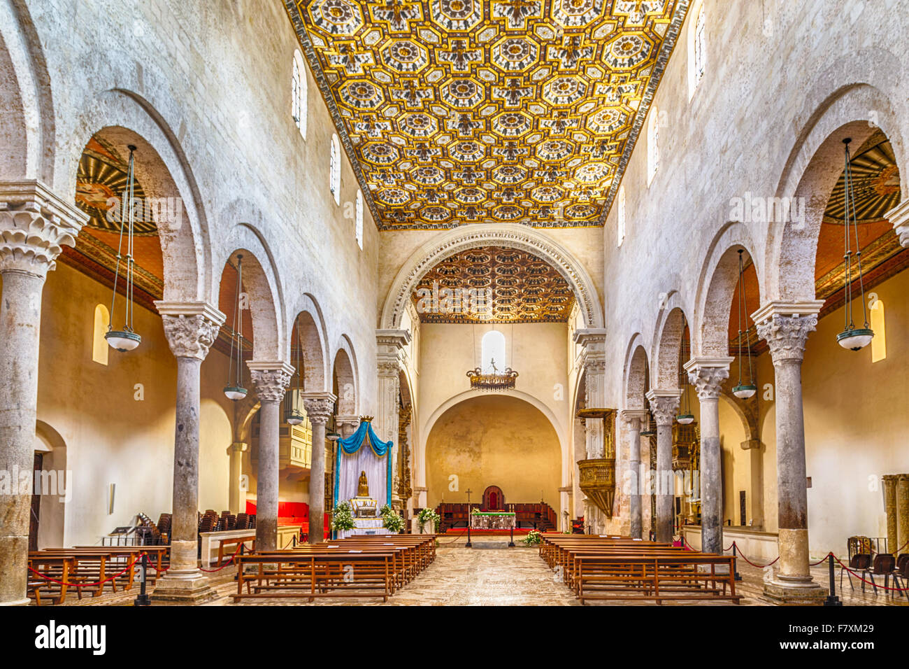 Interior of the medieval Cathedral in the historic center of Otranto ...