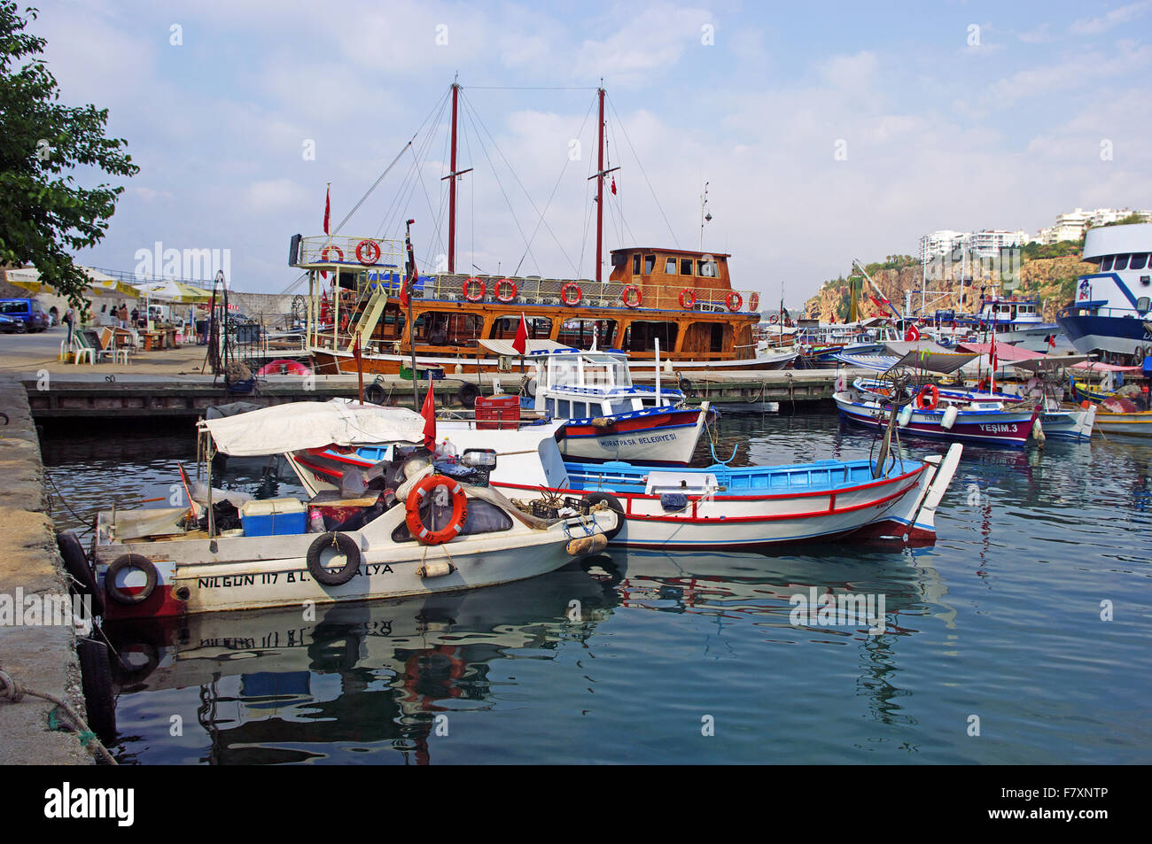 Motor Boat Antalya Harbour Turkey Stock Photo - Alamy