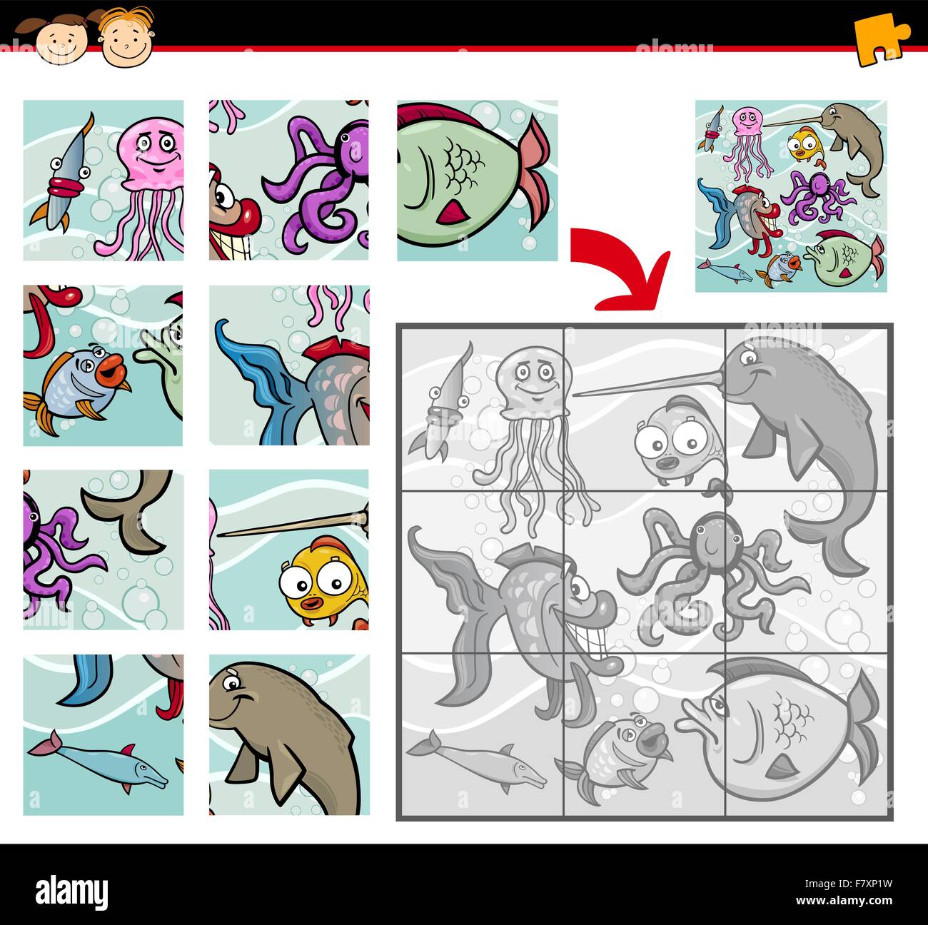 Cartoon octopus puzzle game hi-res stock photography and images - Alamy