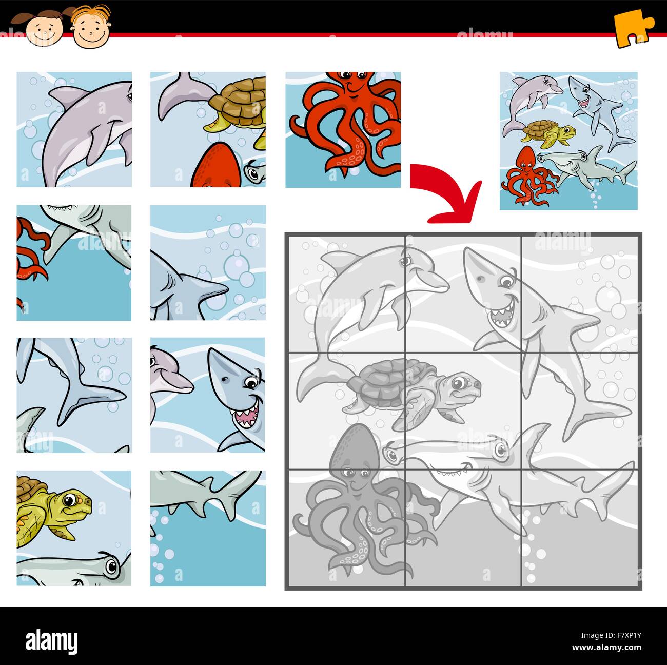 Cartoon turtle puzzle game hi-res stock photography and images - Alamy