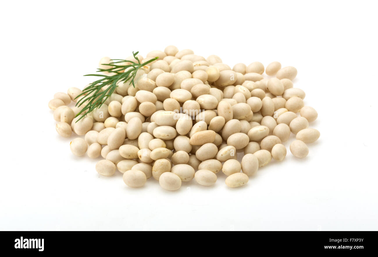 White dry beans heap isolated Stock Photo - Alamy