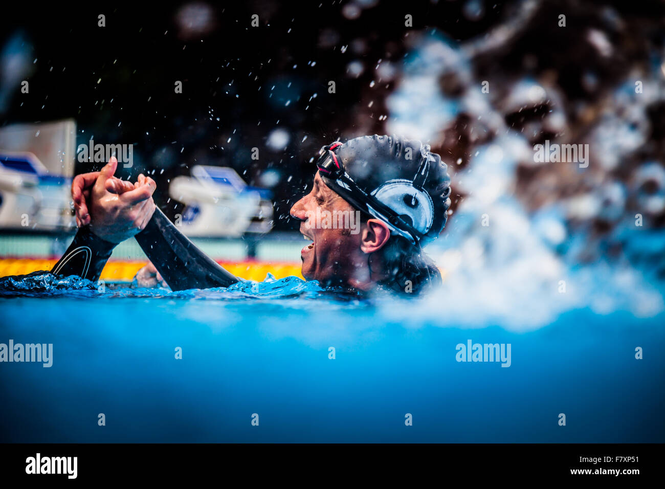Montreal, CANADA - May 30th, 2015. Official AIDA Freediving Pool ...
