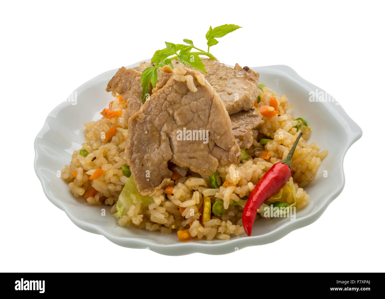 Fried rice with pork - asian traditional food Stock Photo - Alamy