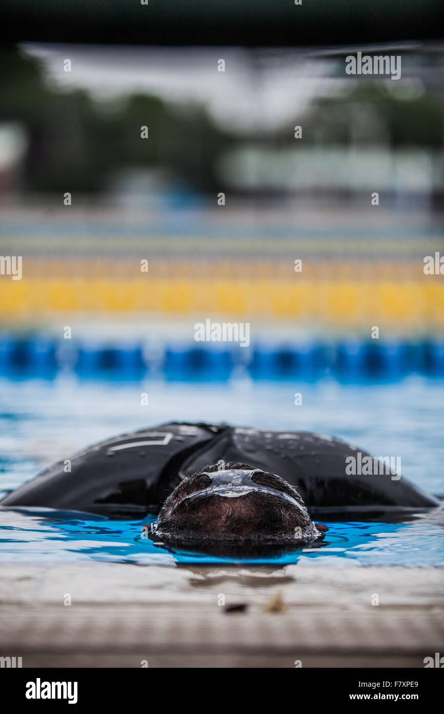 Freediving Performer doing Static Apnea in a Pool (STA Stock Photo - Alamy