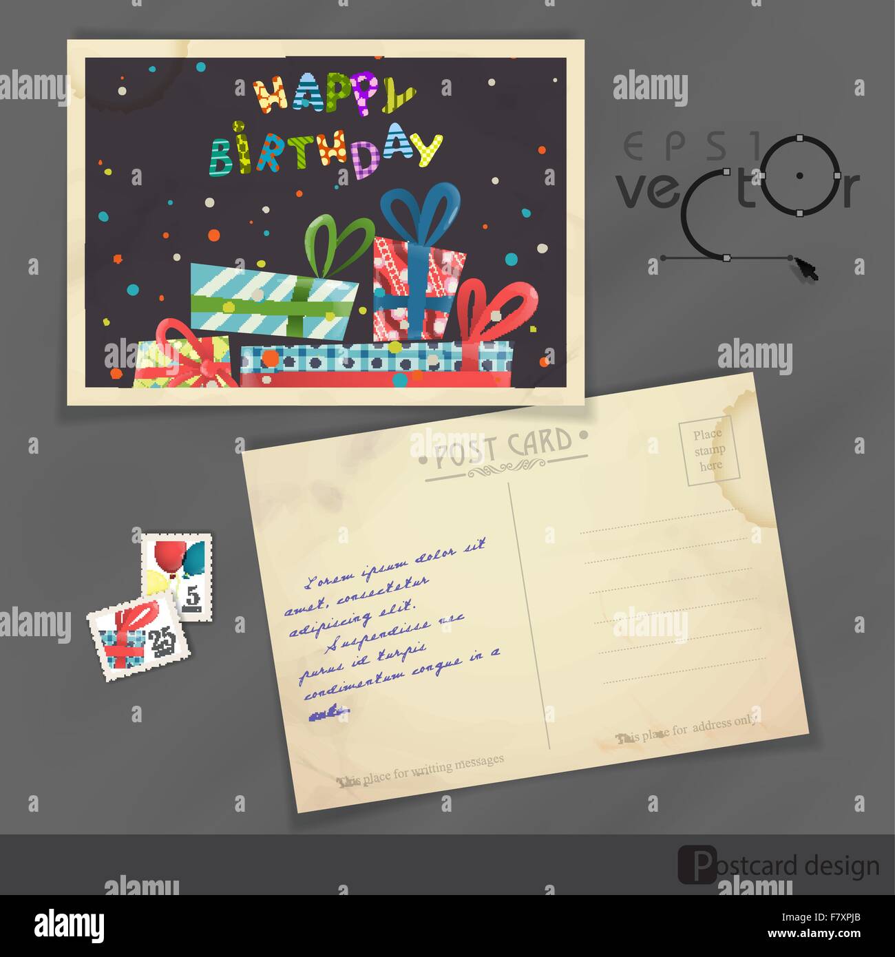 Old Postcard Design, Template Stock Vector Image & Art - Alamy