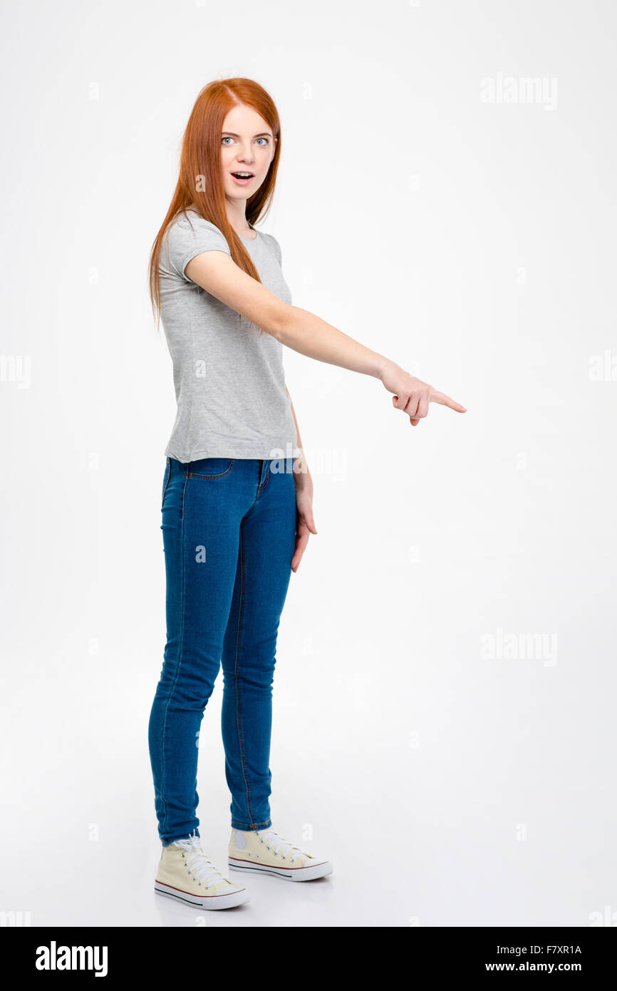 Surprised pretty woman looking down hi-res stock photography and images ...