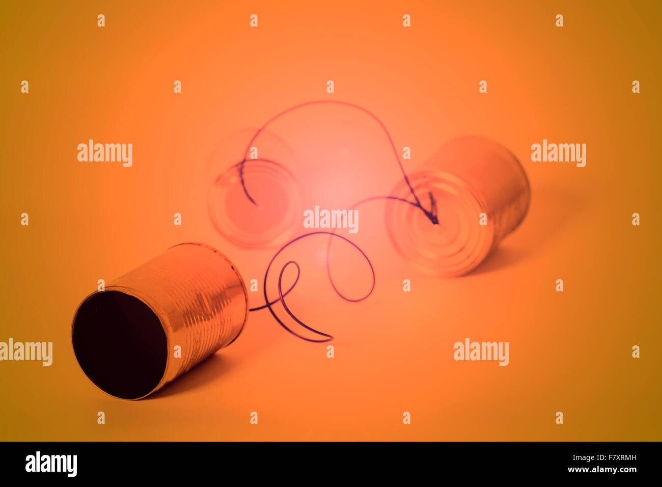 tin can phone.communication concept Stock Photo - Alamy