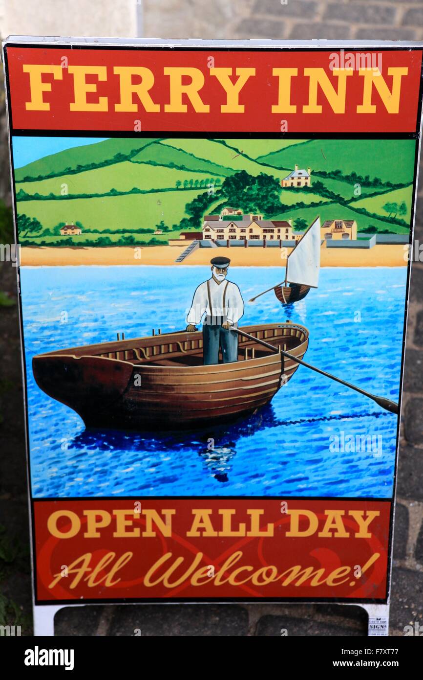 Ferry Inn pub sign, Salcombe, Devon, England, UK Stock Photo - Alamy