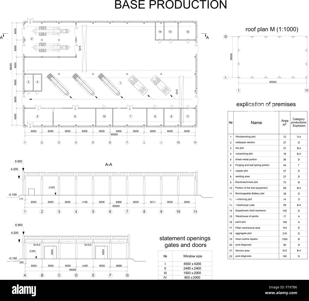 Detailed architectural drawing of the building motor company Stock ...