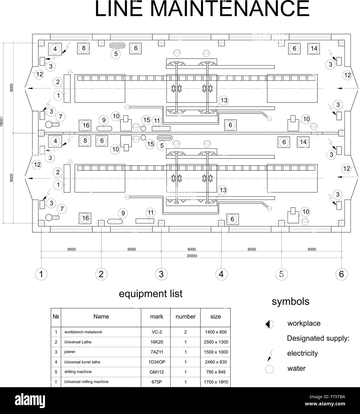 Detailed drawing of the building for car maintenance Stock Vector Image ...