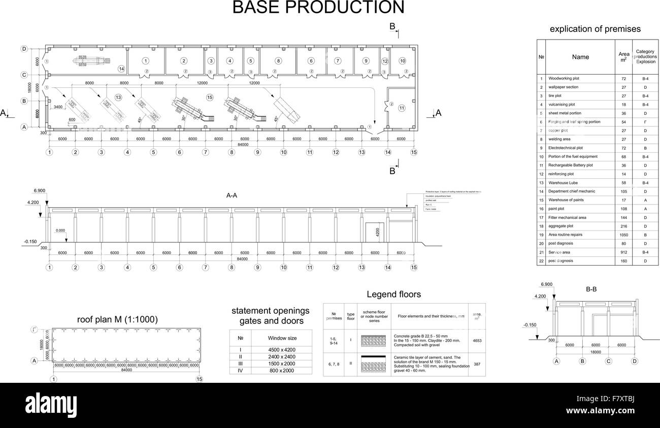 Detailed architectural drawing of the building motor company Stock ...