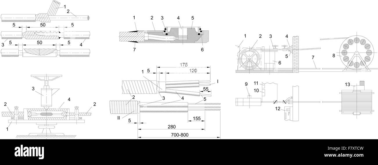 Engineering drawing of industrial equipment Stock Vector Image & Art ...