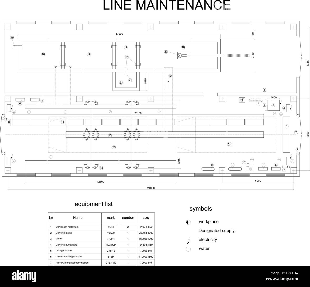 Detailed drawing of the building for car maintenance Stock Vector Image ...
