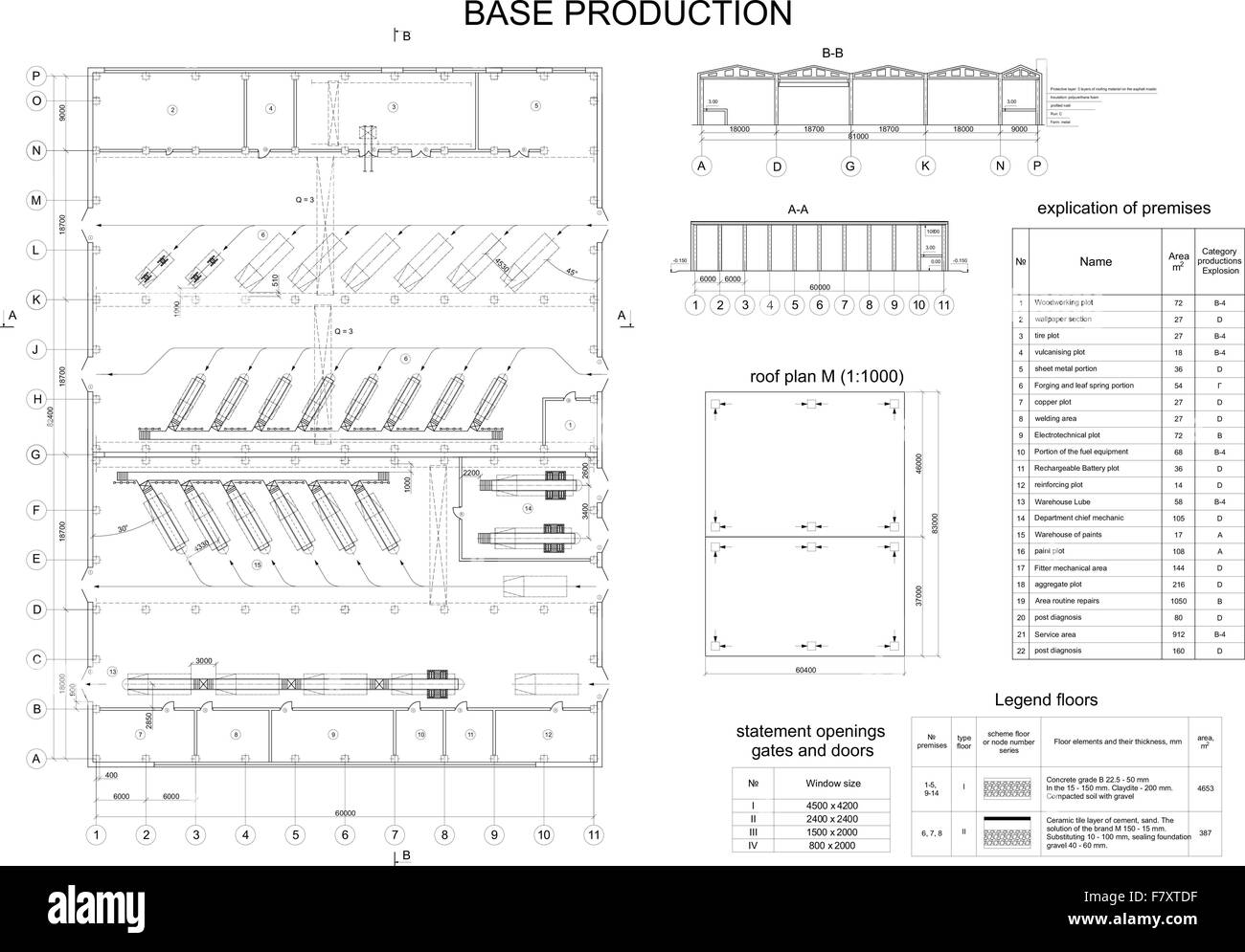 Detailed architectural drawing of the building motor company Stock ...