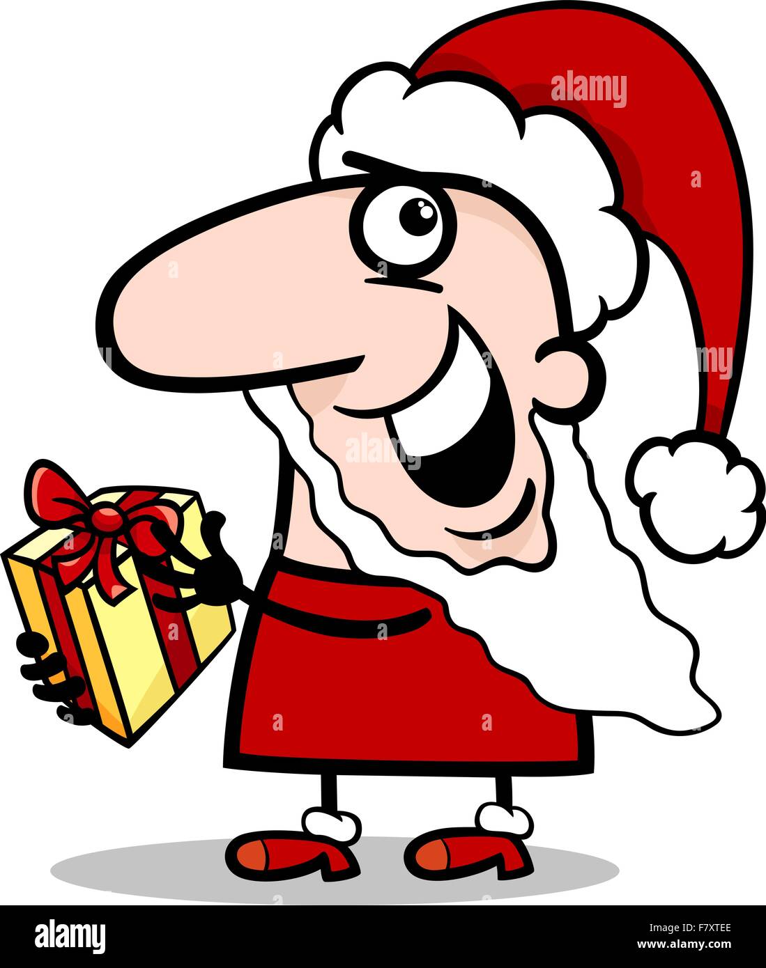 santa with present cartoon illustration Stock Vector Image & Art - Alamy