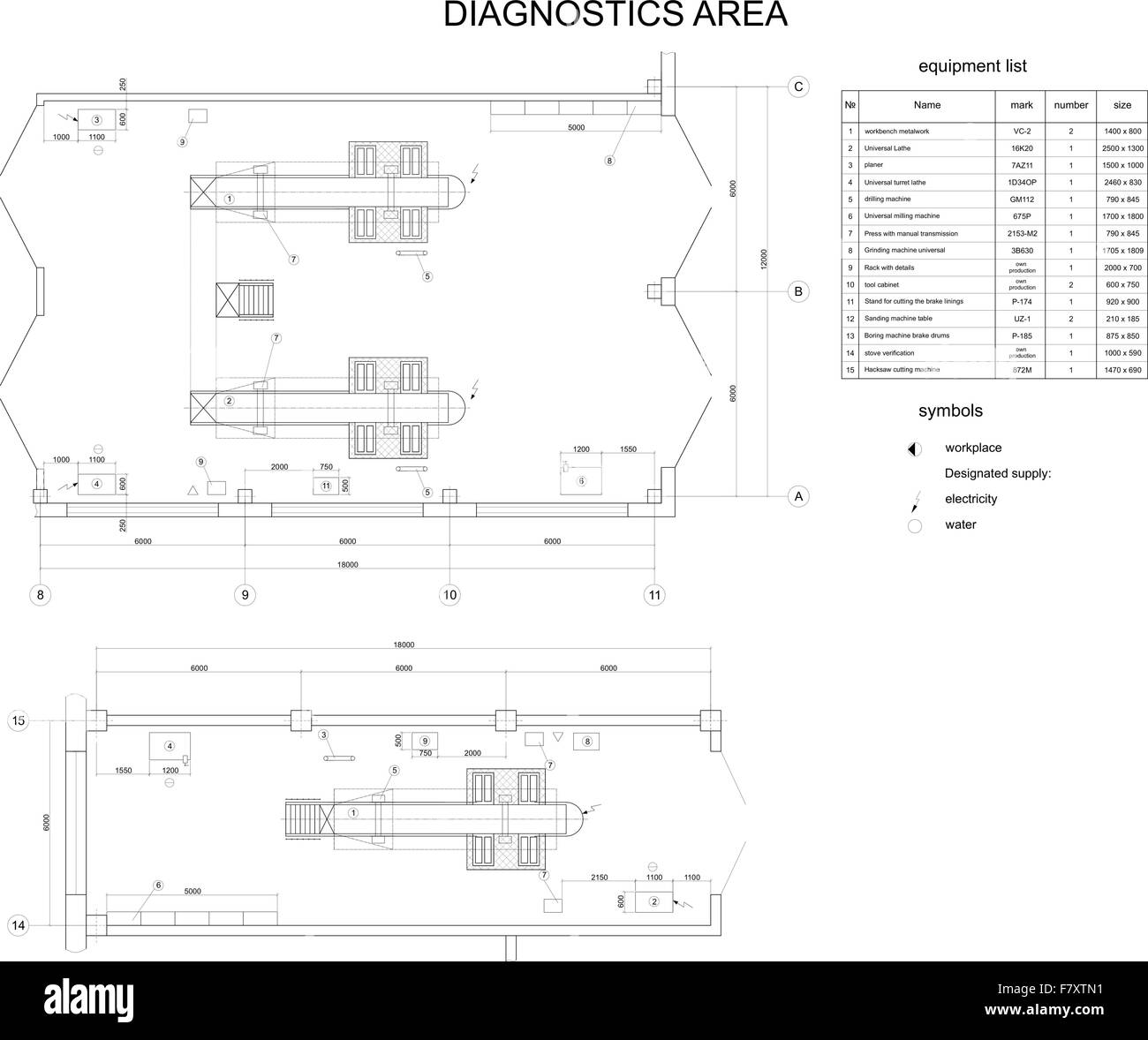 Detailed drawing of the building for car maintenance Stock Vector Image ...