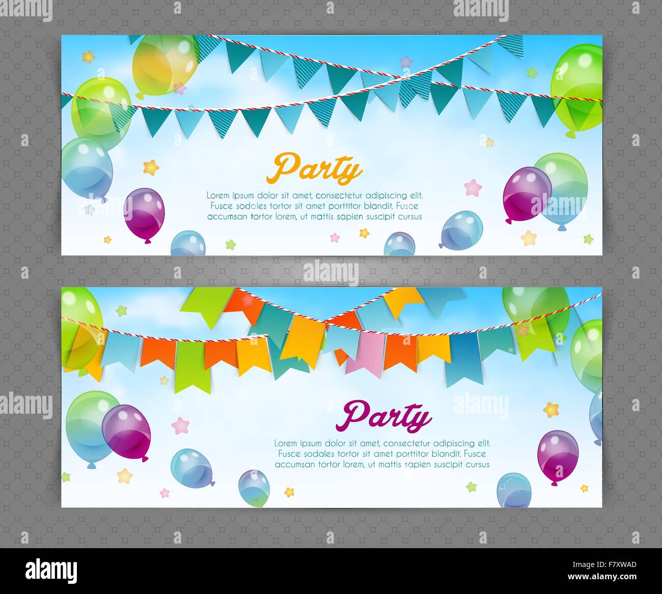 Party banner with flags and ballons Stock Vector Image & Art - Alamy