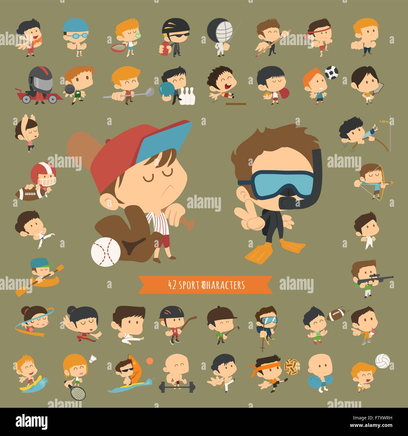 Set of 42 Sport characters Stock Vector Image & Art - Alamy