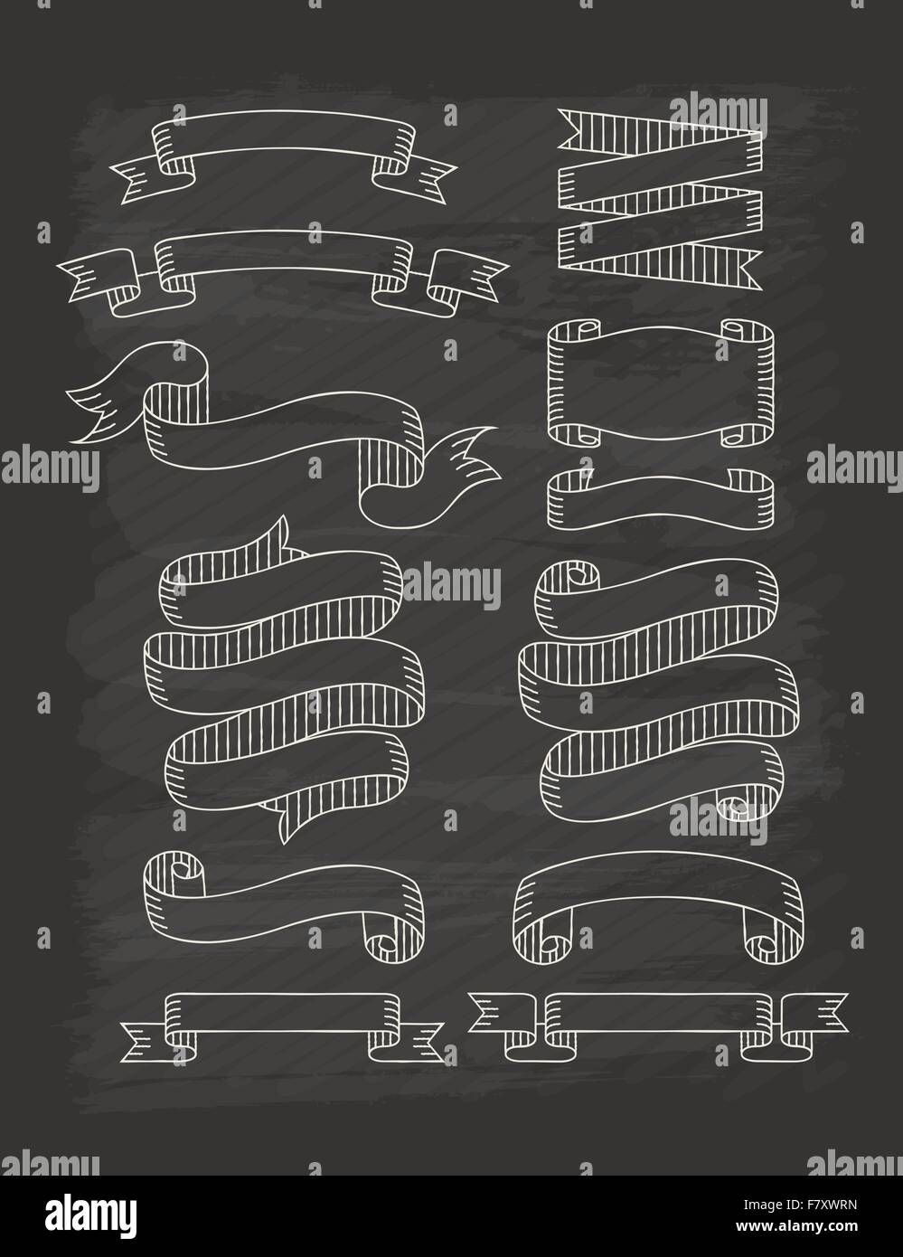 Set of ribbons in vintage style with chalkboard Stock Vector Image ...