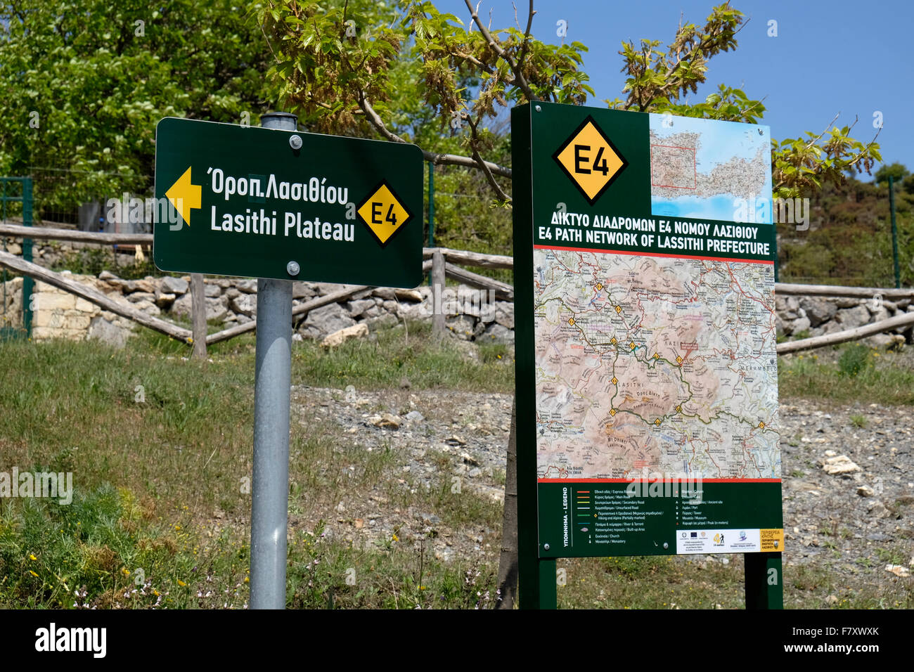 Map in Katharo showing the E4 Pathway route to the Lasithi Plateau ...