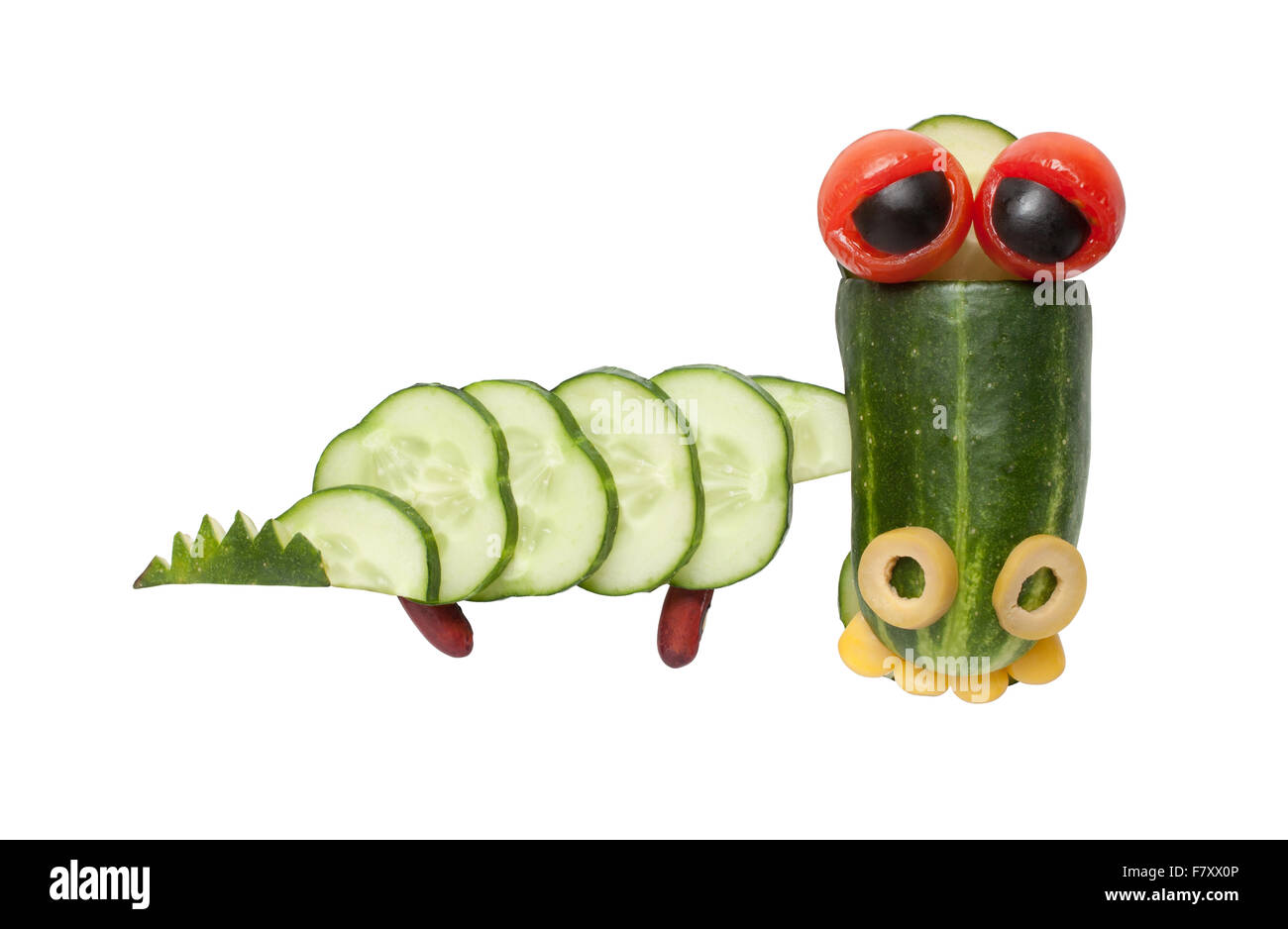 Crocodile made of fresh vegetables on isolated background Stock Photo ...