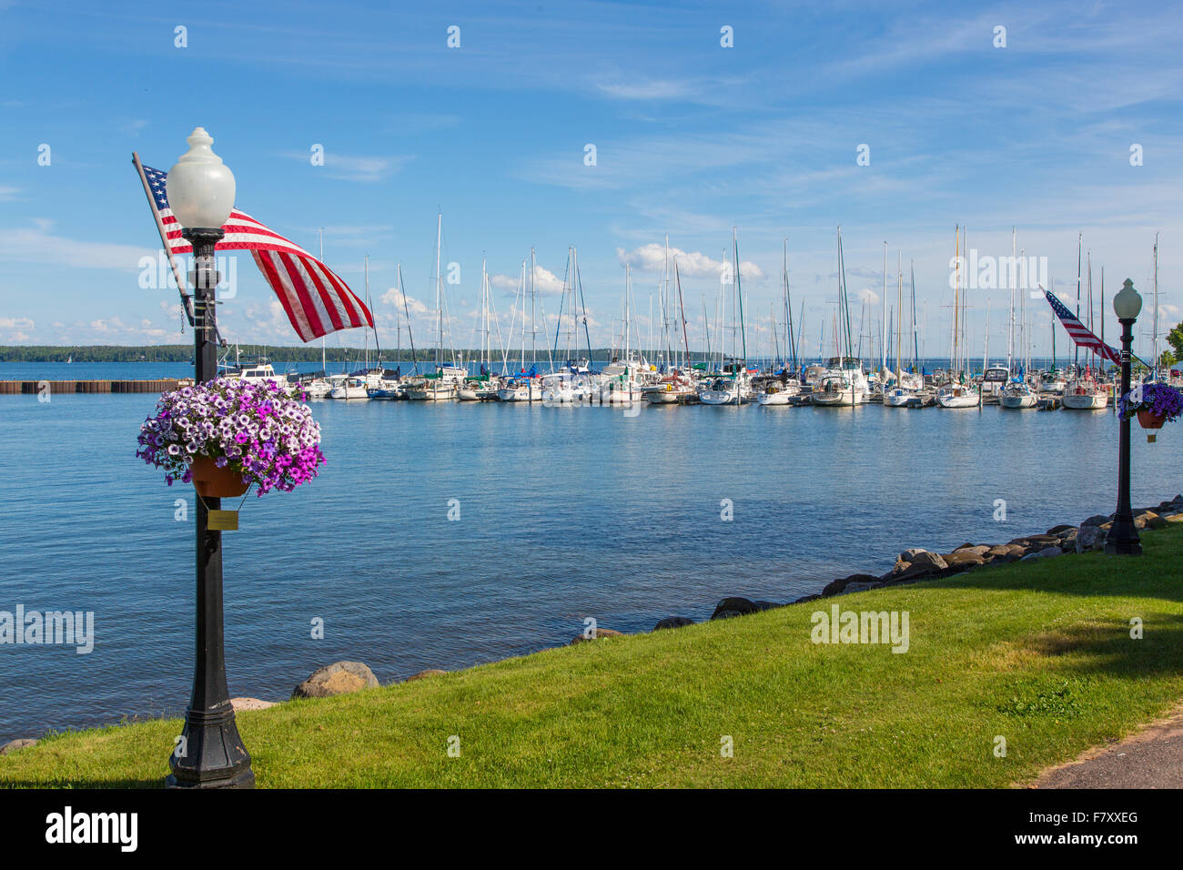 Downtown waterfront in Bayfield Wisconsin on Lake Superior Stock Photo ...