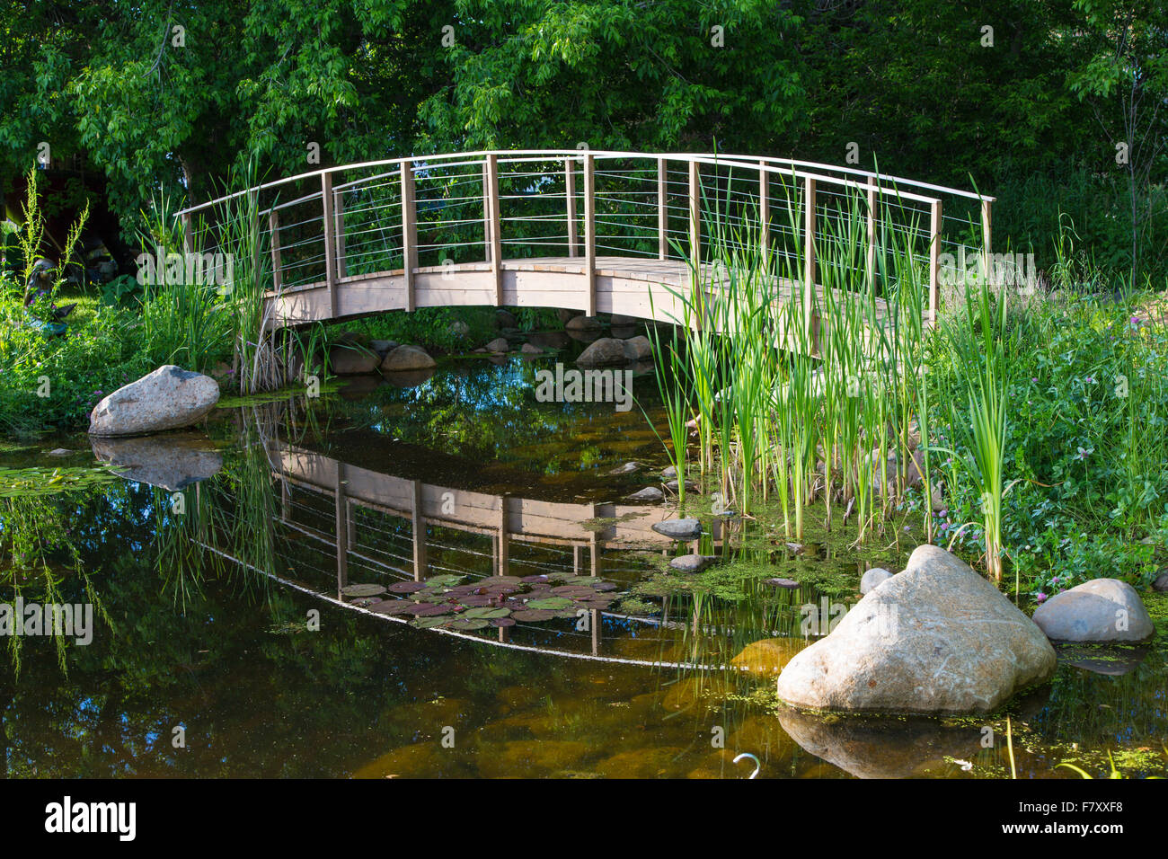 Bridge in park in Bayfield Wisconsin on Lake Superior Stock Photo - Alamy