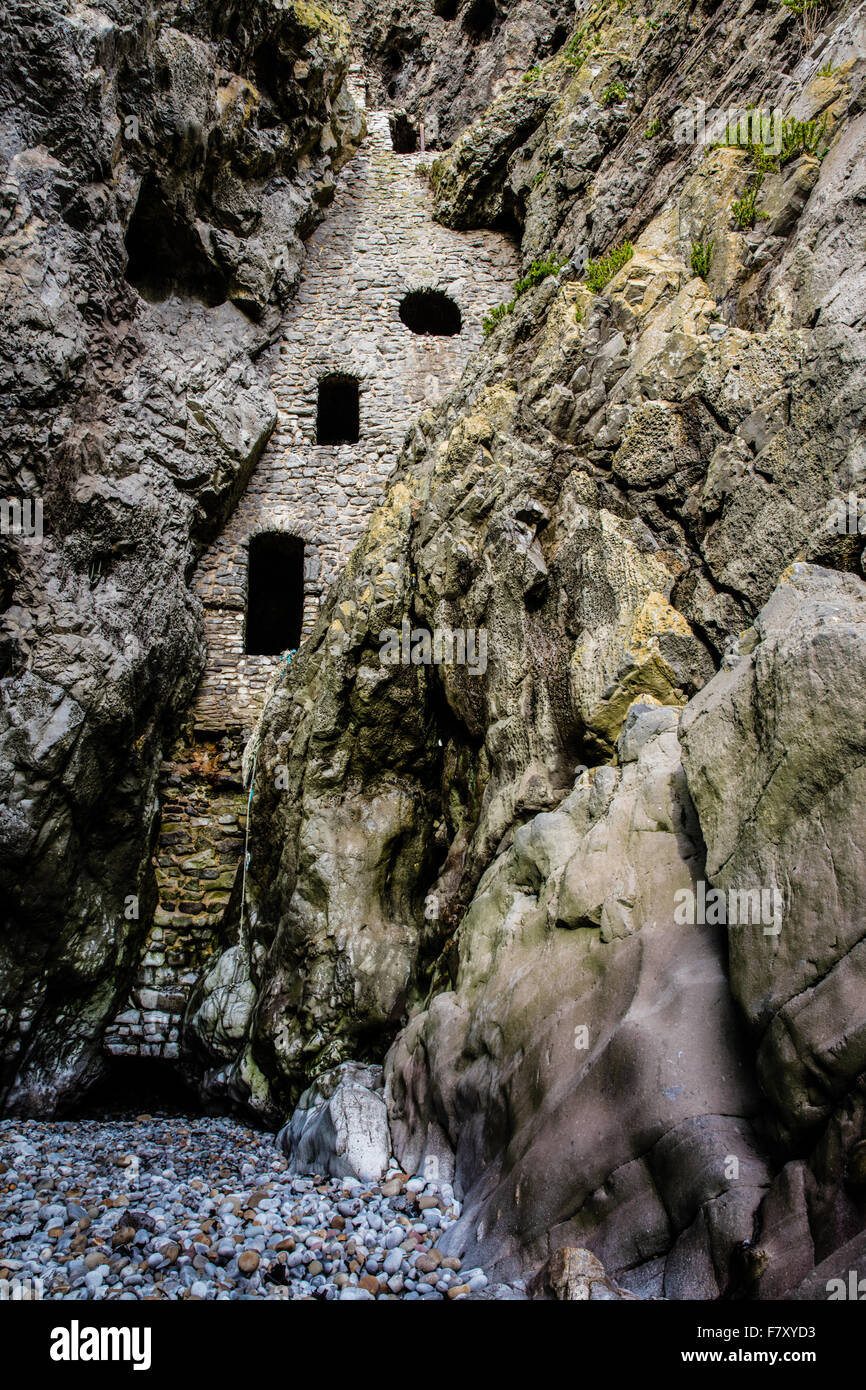 Culver Hole a historic dovecote built into cliffs near Port Eynon on the Gower peninsula in ...