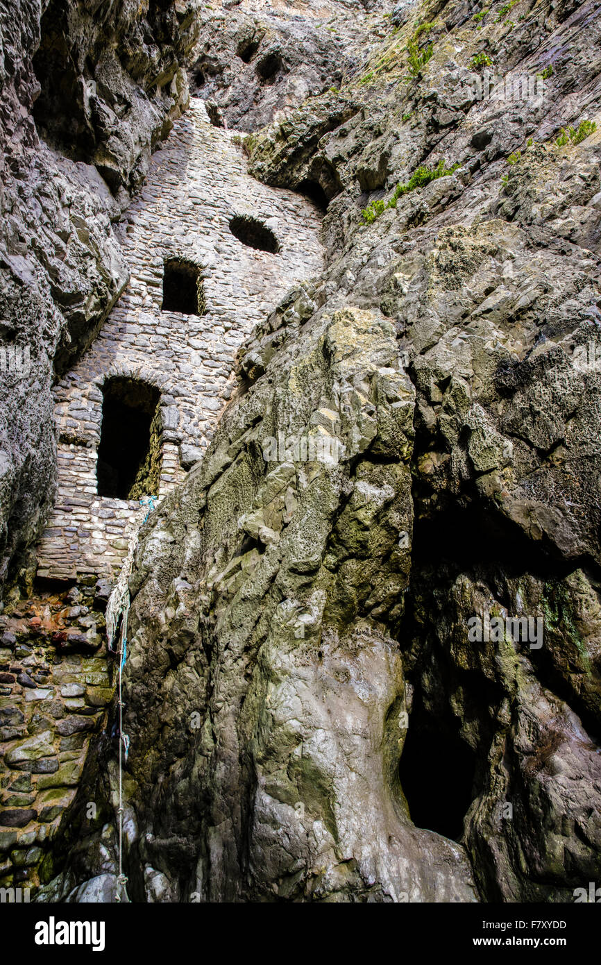 Culver Hole a historic dovecote built into cliffs near Port Eynon on the Gower peninsula in ...