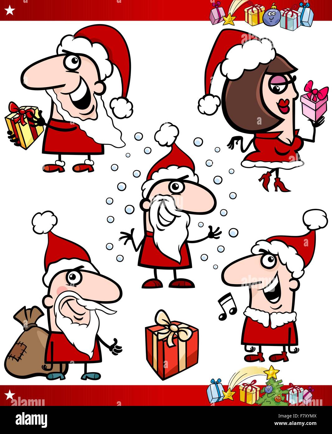 Santa and Christmas Themes Cartoon Set Stock Vector Image & Art - Alamy