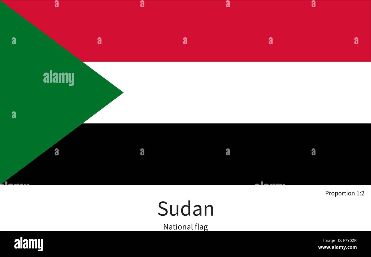 National flag of Sudan with correct proportions, element, colors Stock ...