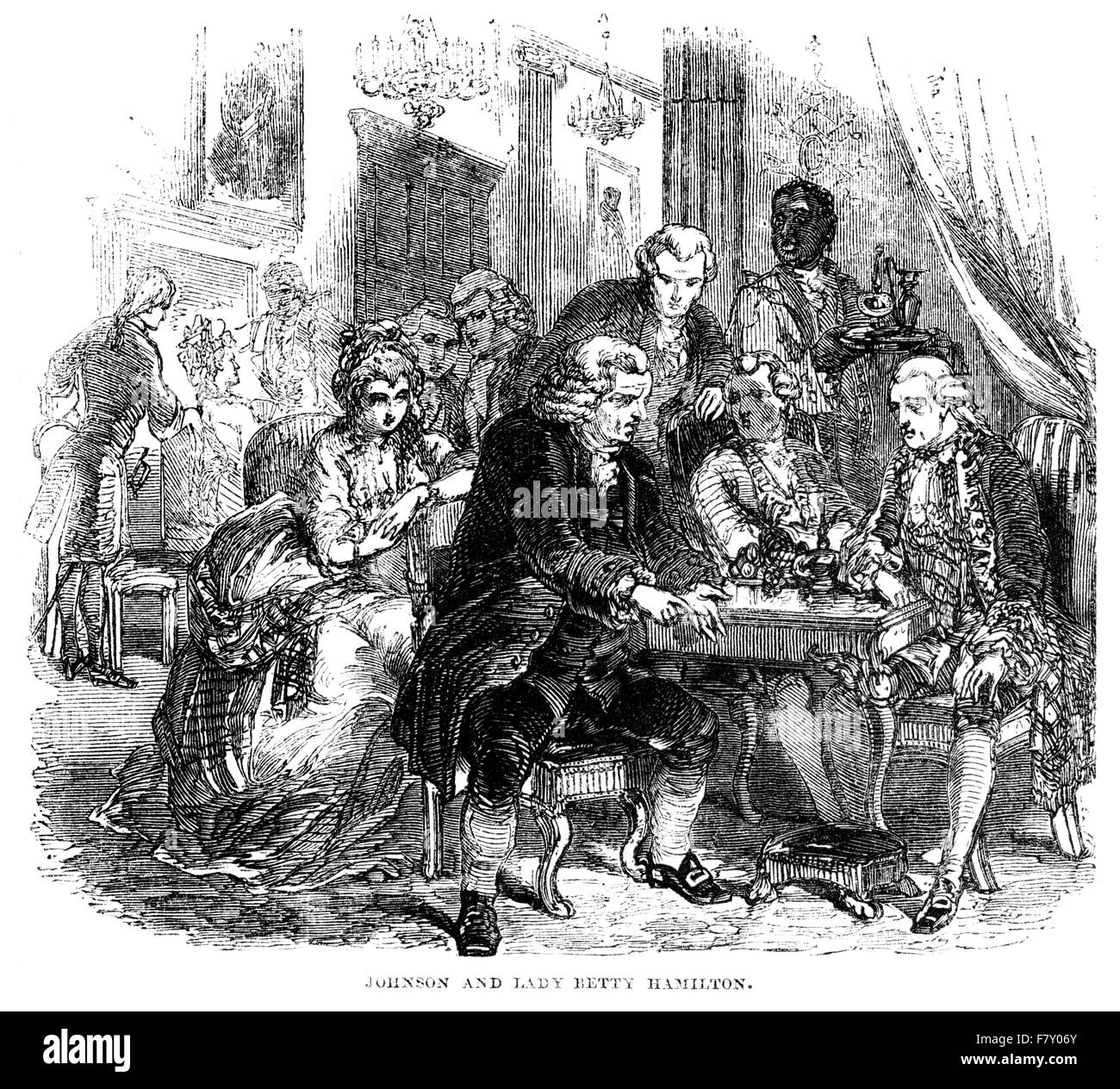 An engraving of Doctor Johnson and Lady Betty Hamilton scanned at high ...