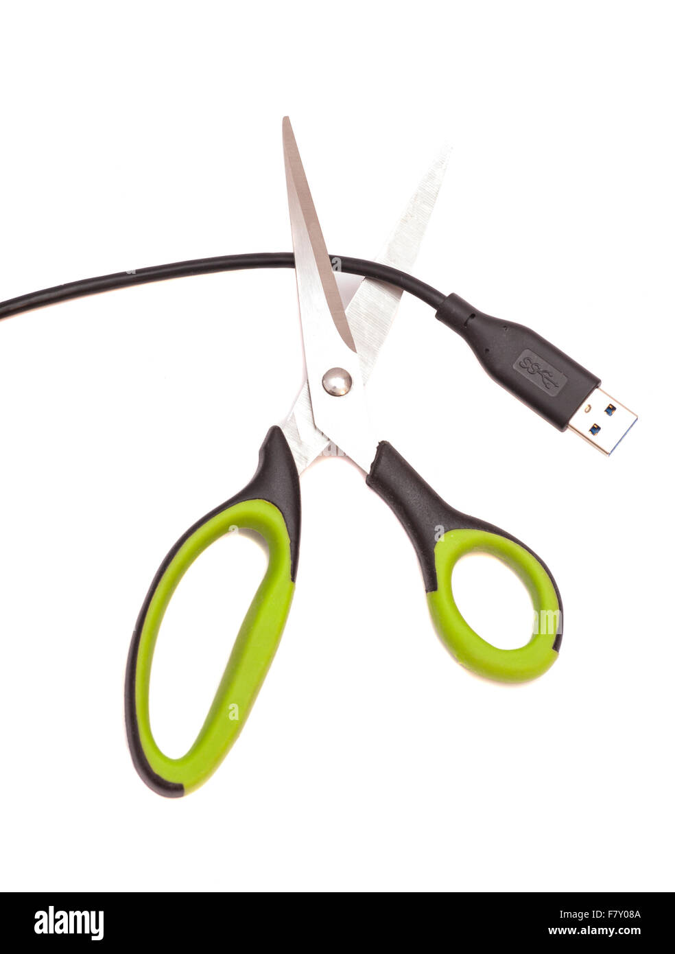 Scissors and USB Cable isolated on white Stock Photo - Alamy