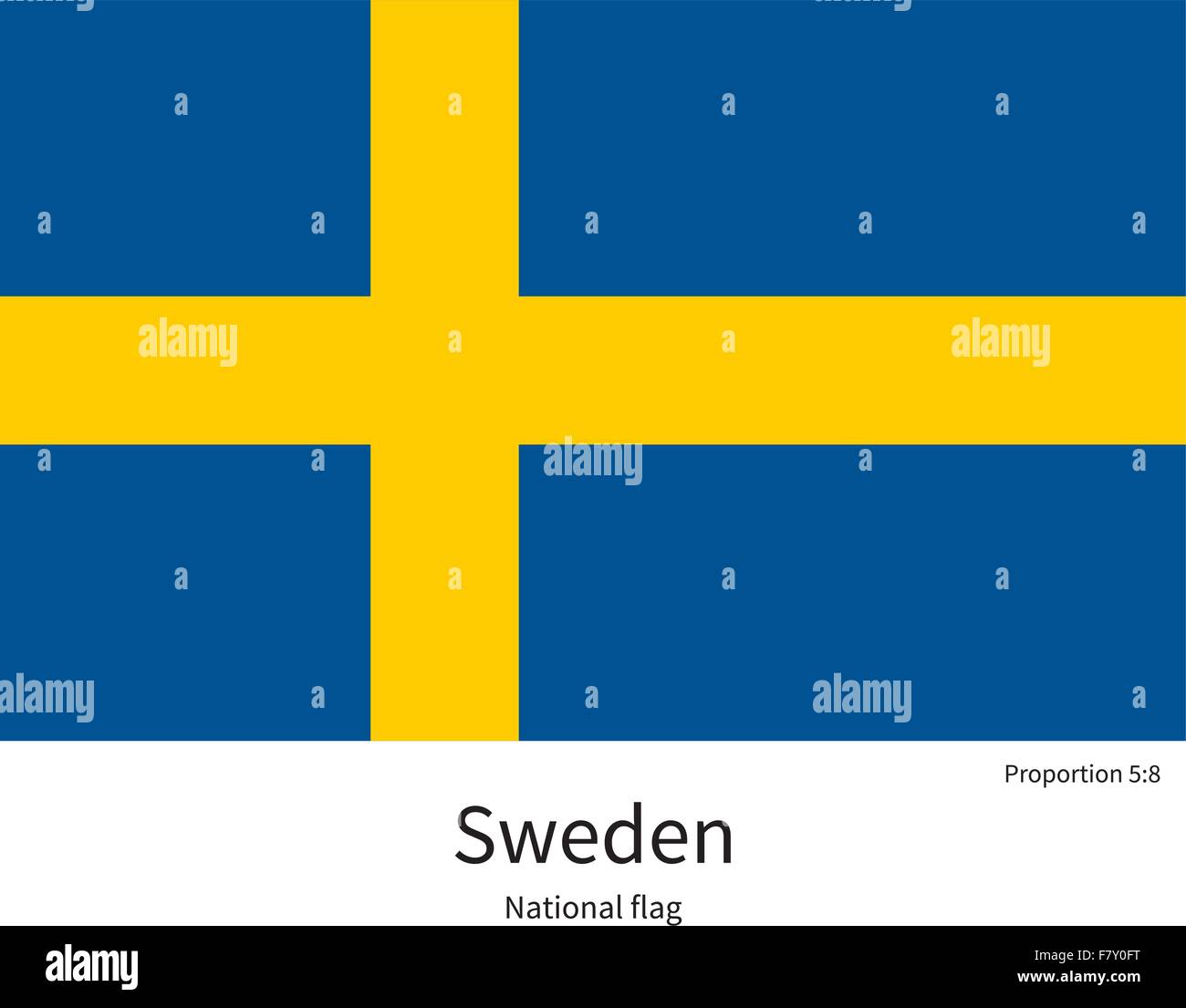 National flag of Sweden with correct proportions, element, colors Stock ...