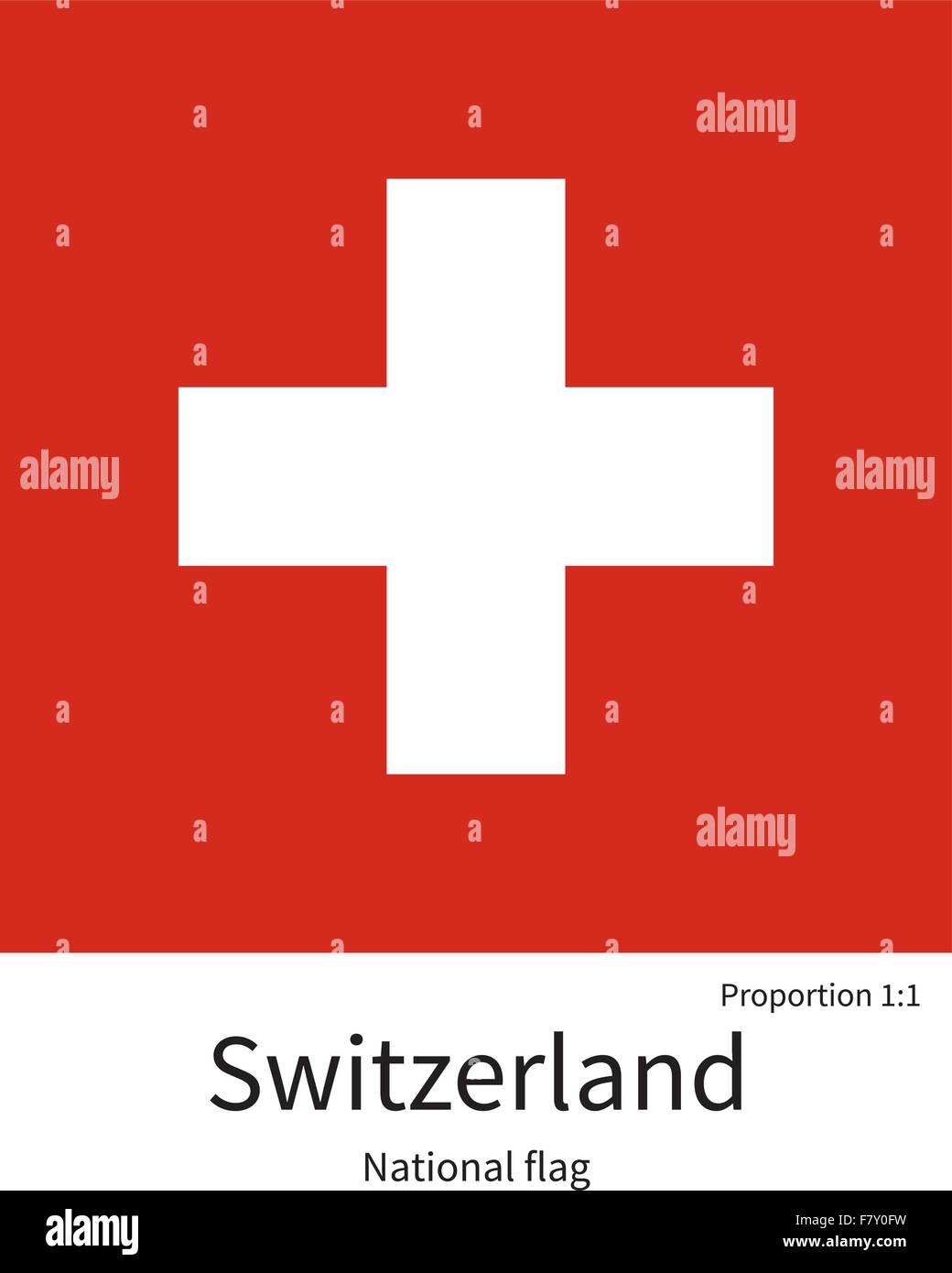 National flag of Switzerland with correct proportions, element, colors ...