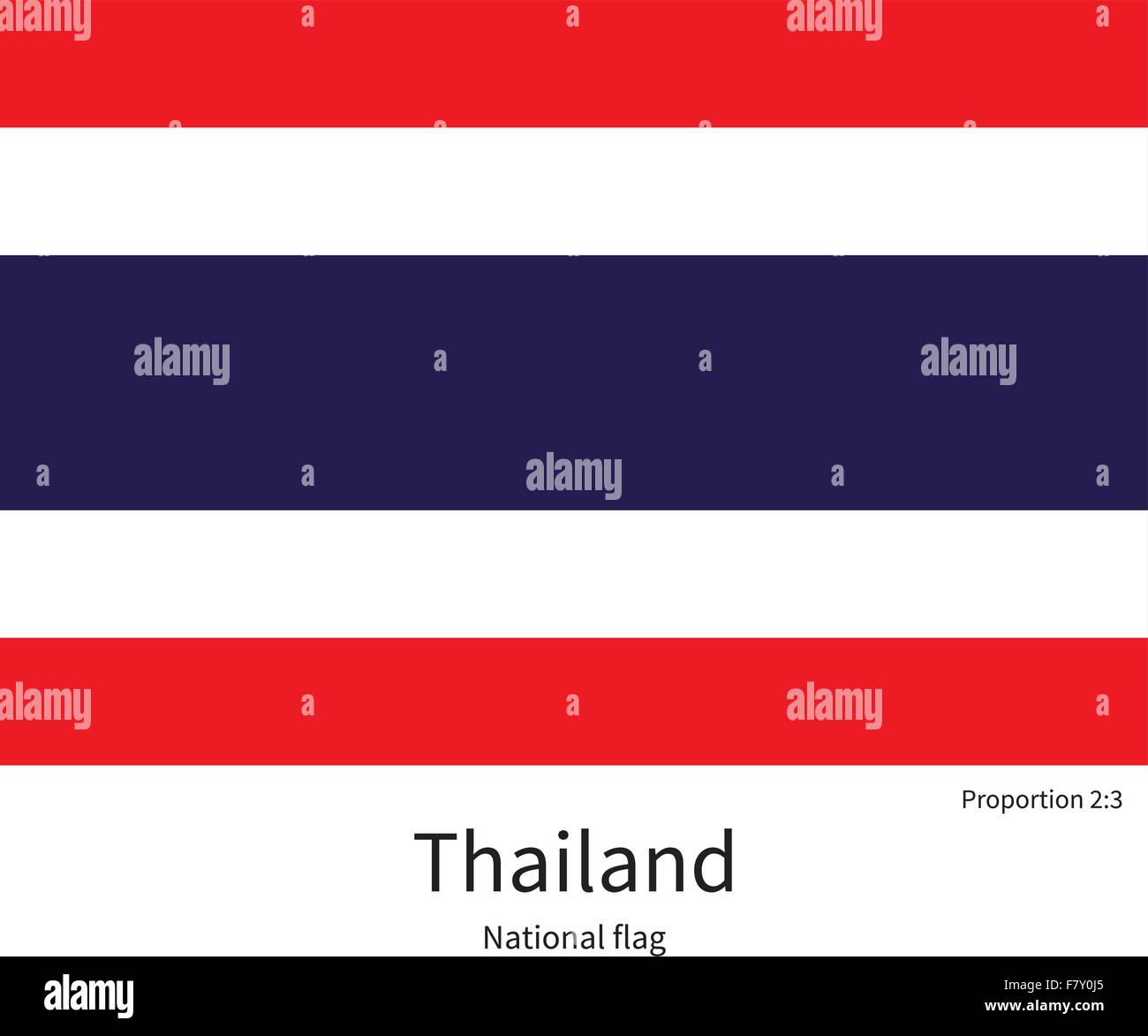 National flag of Thailand with correct proportions, element, colors ...