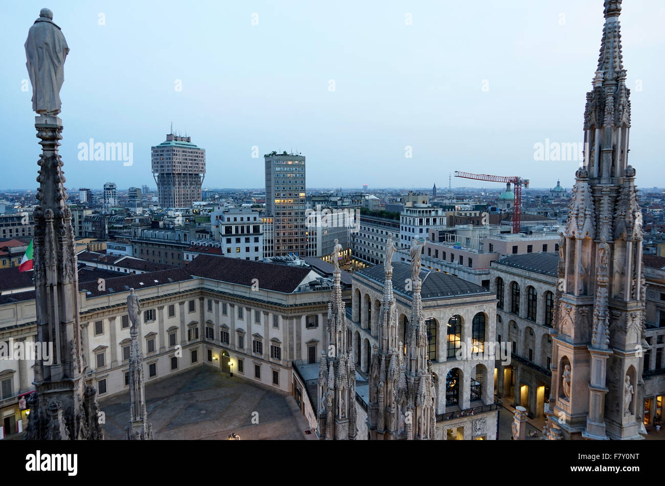 Twilight view of Royal Palace of Milan from Milan Cathedral aka the ...